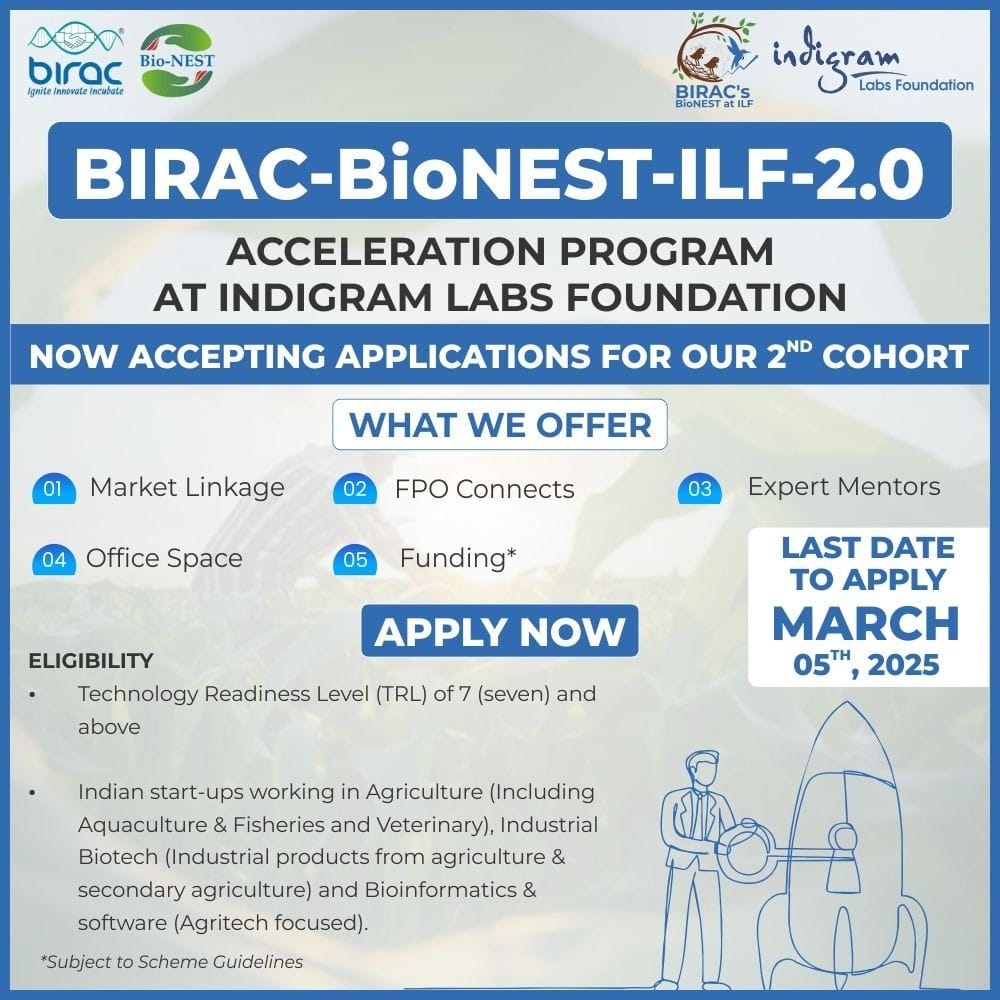 Indigram Labs Foundation Opens Applications for BIRAC-BioNEST-ILF 2.0 ...