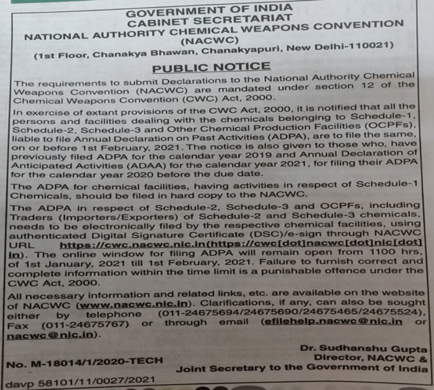 National Authority Chemical Weapons Convention