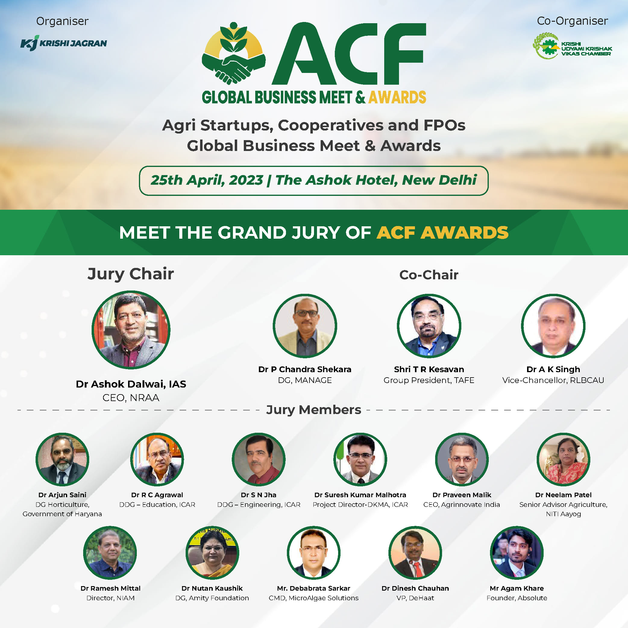 Meet the Jury: ACF 2023 Awards to Recognize Innovation in Indian Agriculture by Eminent Jury Panel