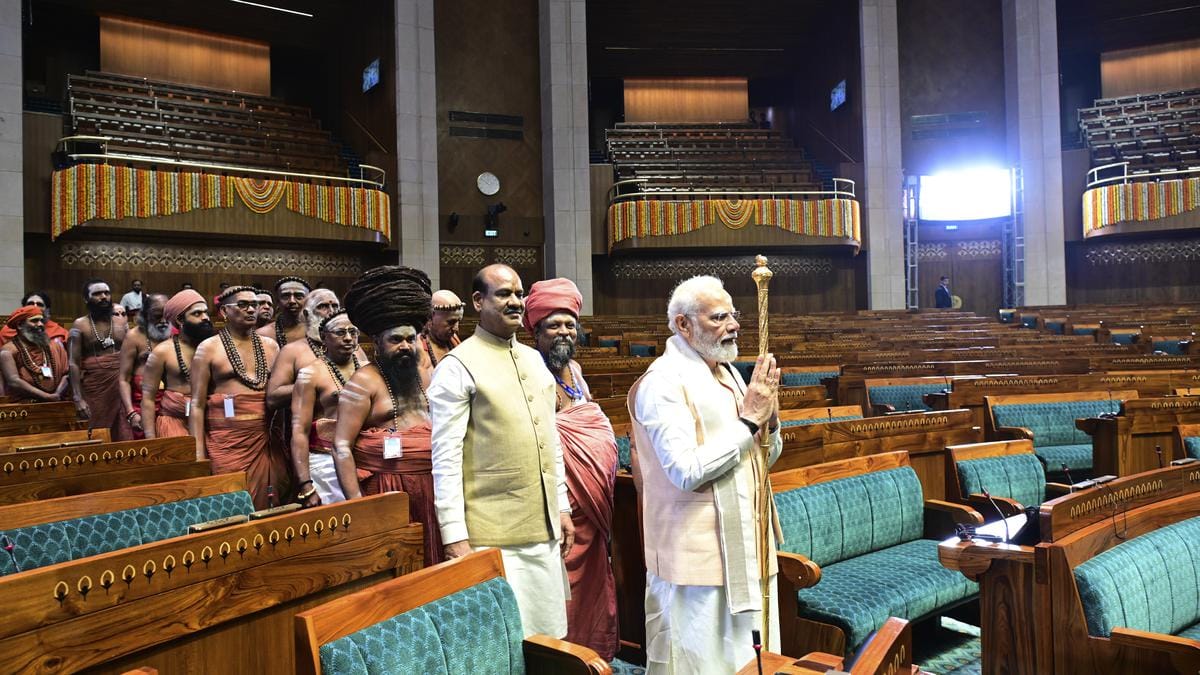 PM Modi Installs 'Sengol' in Lok Sabha Chamber of New Parliament Building