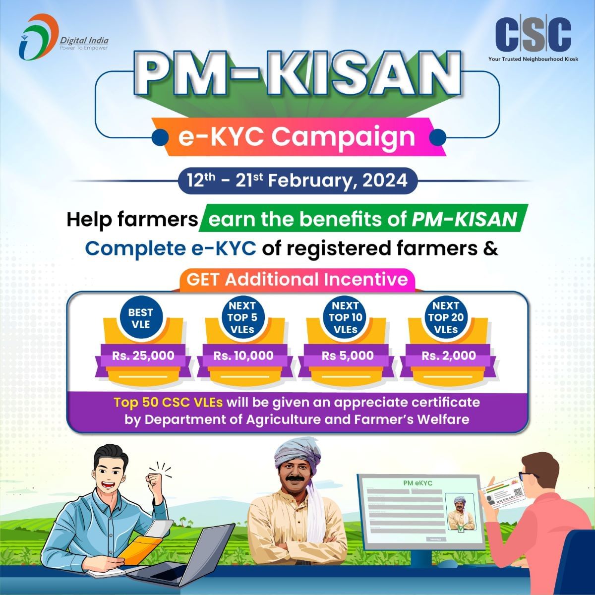 PM-KISAN: CSC Launches e-KYC Campaign to Ensure Farmers Get Dues, says ...